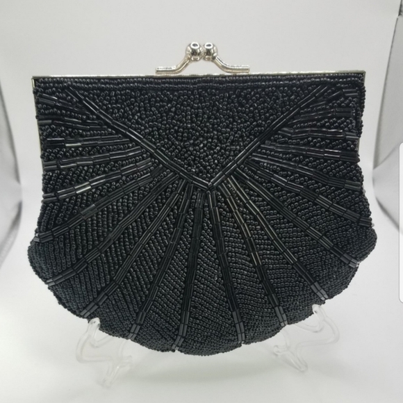 No Brand | Bags | Vintage Beaded Black Clamshell Purse | Poshmark